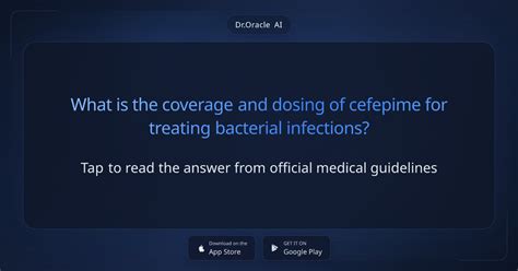 What Is The Coverage And Dosing Of Cefepime For Treating Bacterial