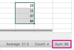 Add A List Of Numbers In A Column Microsoft Support