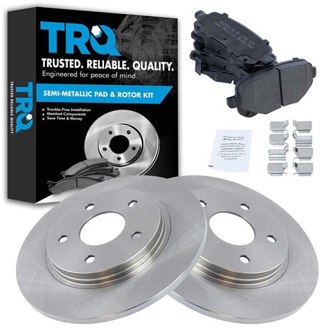 TRQ Brake Pad Rotor Kit Premium Posi Metallic Rear For Chrysler Dodge