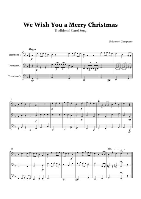 We Wish You A Merry Christmas For Trombone Trio Arr Rika K Sheet