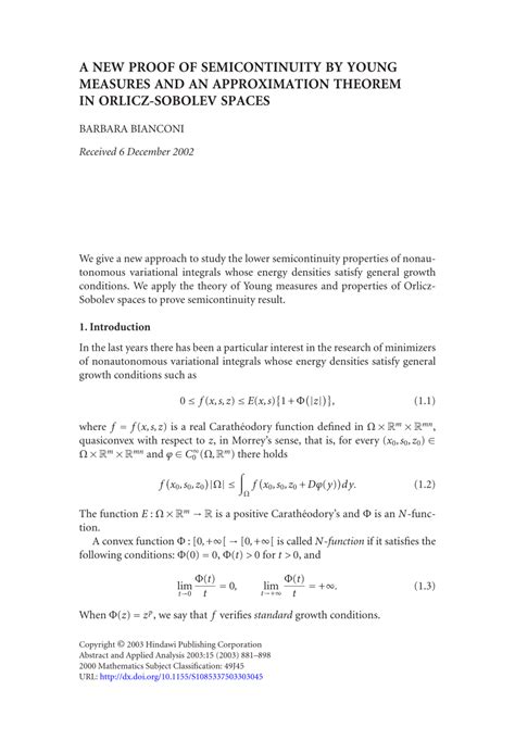Pdf A New Proof Of Semicontinuity By Young Measures And An