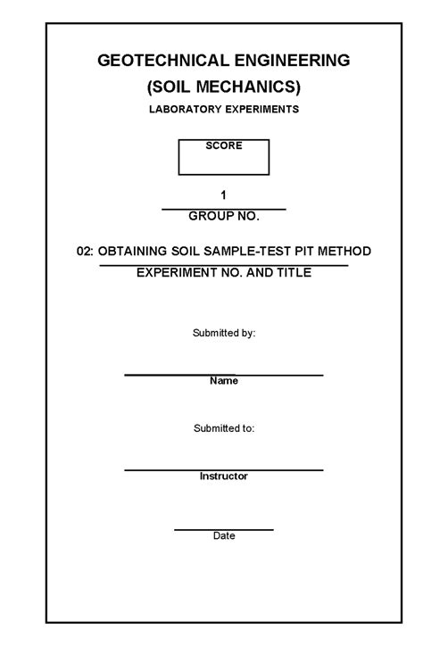 Geotechnical Engineering Soil Mech Lab Test Pit Method Experiment