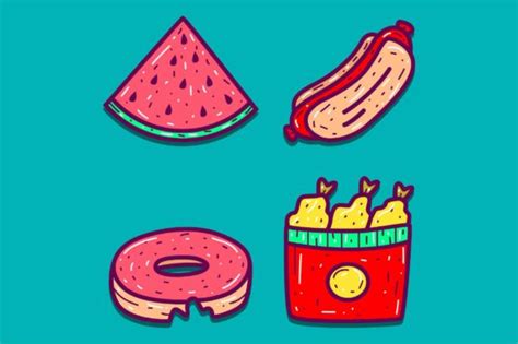 Kawaii Doodle Cartoon Food Graphic By Akhmadmutohar83 · Creative Fabrica