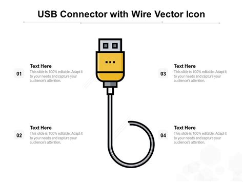 USB Connector With Wire Vector Icon Ppt PowerPoint Presentation Icon Influe