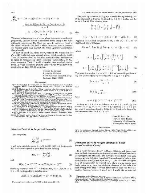Inductive Proof Of An Important Inequality Corresp Ieee Journals And Magazine Ieee Xplore