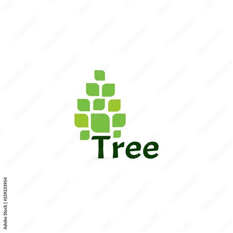 Tree Vector Icon Simple Pine Logo Green Tree On Blank White Background Vector Logotype Stock
