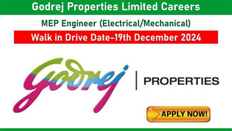 Godrej Properties Limited Vacancy Recruitment For Mep Engineer