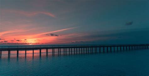 Wallpaper Sunset Bridge Sea Dark Nature Desktop Wallpaper Hd Image