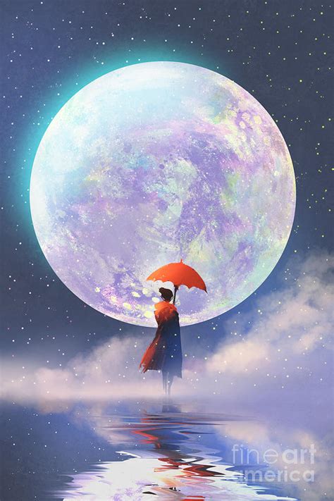 Woman With Red Umbrella Standing Digital Art By Tithi Luadthong Pixels