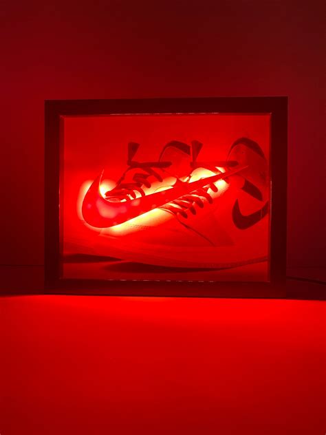 Jordan Led Logo Black Nike Glass Frame Swoosh Air Art Night Etsy