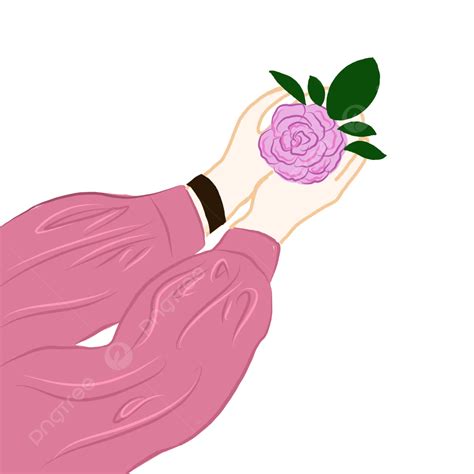 Dos Manos Sosteniendo Un Dibujo De Rosa Mano Sosteniendo Rosa Png