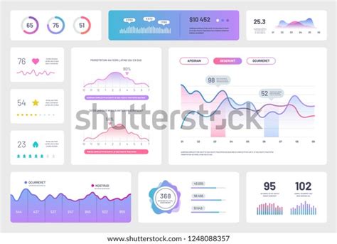 Infographic 대시보드 템플릿현대적인 Ui 인터페이스 그래프 스톡 벡터로열티 프리 1248088357
