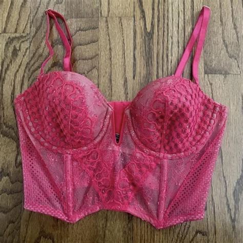 Victorias Secret Red Lace Bra Bustier Corset Top Depop