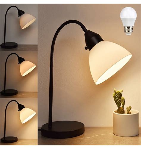 홈 오피스용 Led 책상 램프 3단계 조도 조절 가능한 독서 조명 침대 옆 사무실용 유연한 구즈넥 테이 티몬