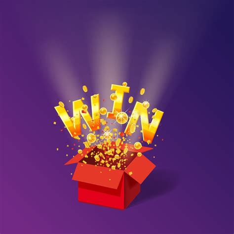 Open Red T Box Win Gold Text With Coins And Confetti Explosion