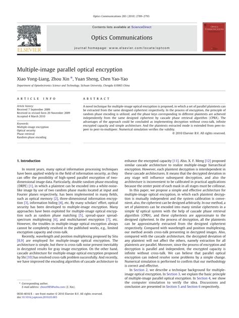 pdf multiple image optical encryption an improved encoding approach