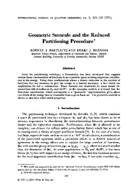 Pdf Geometric Sumrule And The Reduced Partitioning Procedure