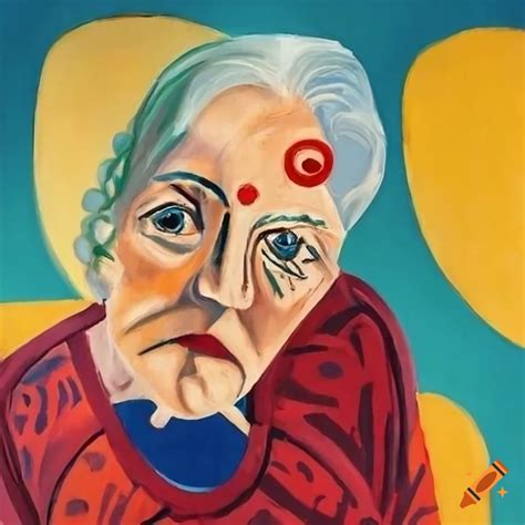Grandma Sitting In A Chair With Disfigured Duality Reminiscent Of