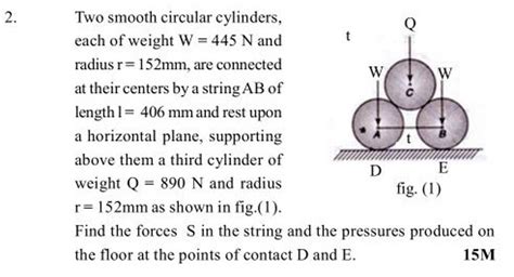 2 Two Smooth Circular Cylinders Each Of Weight W 445 N And Radius R 152