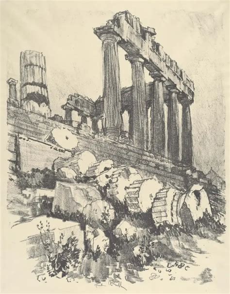 Joseph Pennell The Fallen Column Athens Picture Color Codes