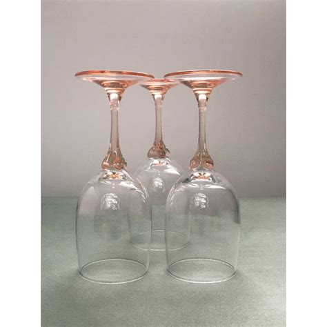 1970s Luminarc Peach Stemmed Wine Glasses Set Of 3 Chairish