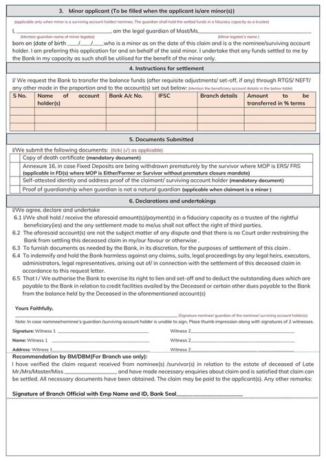 Icici Bank Deceased Claim Settlement With Nominee Application Form