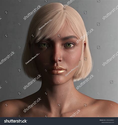 Closeup Beauty Computer Generated Girl Cgi Stock Illustration