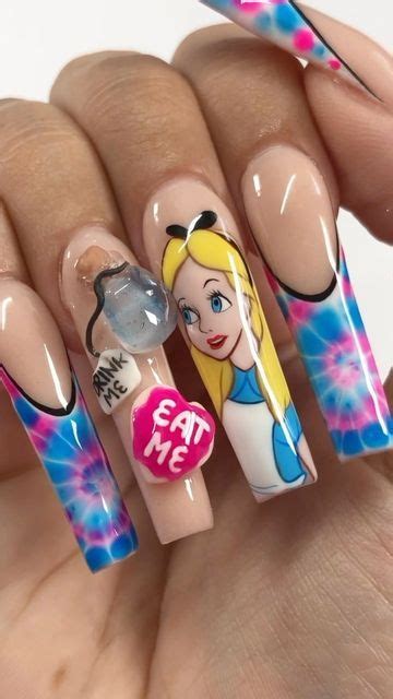 Devin Strebler Thenailaddict 💖🛸 On Instagram 🌀🌈🍄alice In Wonderland Nails ⁣ Surprise At The