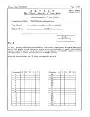 CSCI3100 2015 Pdf Page 1 Of 18 Course Code CSCI 3100 I Jlt Ij R