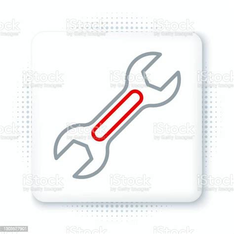 흰색 배경에 격리 된 라인 렌치 스패너 아이콘 다채로운 개요 개념 벡터 강철에 대한 스톡 벡터 아트 및 기타 이미지 강철