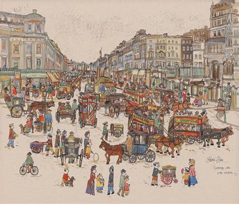 Diane Elson F 1953 England Chariney Cross And The Stand Handkolorerat Tryck Signerad