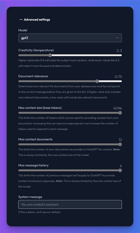 Bot Advanced Settings Docs Chat Thing