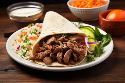 Premium Ai Image Shawarma Beef On Plate Turkish Kebap
