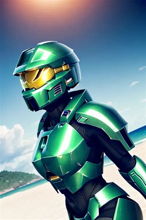 Dopamine Girl One Male Halo Spartan One Female Halo Spartan Helmet On Anime K Wallpaper