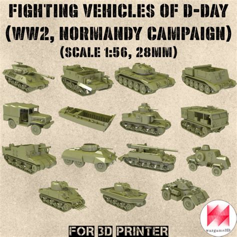 D Printable Stl Pack Fighting Vehicles Of D Day Ww Mm