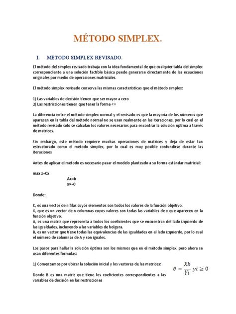 Método Simplex Revisado Pdf Programación Lineal Matriz Matemáticas