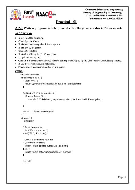 Daa Lab Manual Jeevan Lab Mannual From Basic To Advance 12 Practicals Faculty Of Engineering