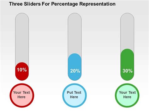 Three Sliders For Percentage Representation Flat Powerpoint Design
