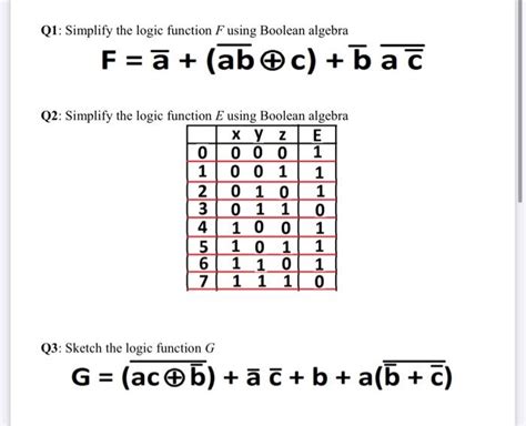 Solved Q1 Simplify The Logic Function Fusing Boolean