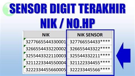 Cara Sensor Digit Terakhir Nik Atau No Hp Youtube