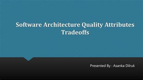 Quality Attributes Workshop Ppt