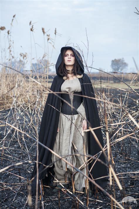 Hooded Black Cloak Halloween Edition Witch Halloween Costume Fantasy Garb Good Witch Halloween