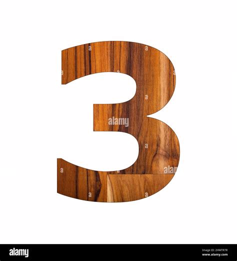 Number Three Vintage Wood Background Isolated White Stock Photo