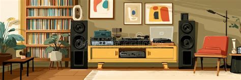 Vinyl Setup In A Cozy Room With Faded Layout And A Vintage Feel Stock Image Image Of