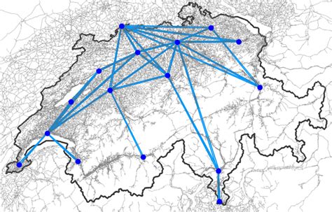 Fictive Simulated Supply Cargo Rail Network And Terminals Blue And