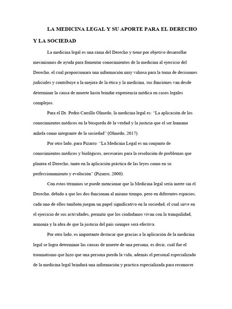 La Medicina Legal Y Su Aporte Para El Derecho Y La Sociedad Pdf