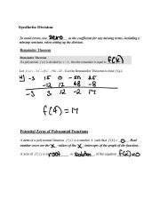 Mastering Synthetic Division Find Zeros Remainders With Course Hero