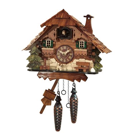 Chalet Style Black Forest Battery Powered Musical Cuckoo Clock With Do