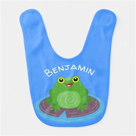 Cute Happy Green Frog Cartoon Illustration