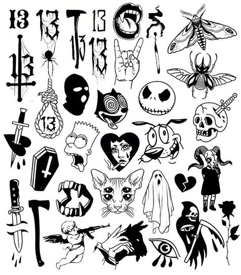 Halloween Flashsheet Tattoo Simple ` Simple Flashsheet Tattoo Spooky